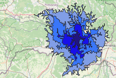 Časová dostupnosť mesta Sečovce